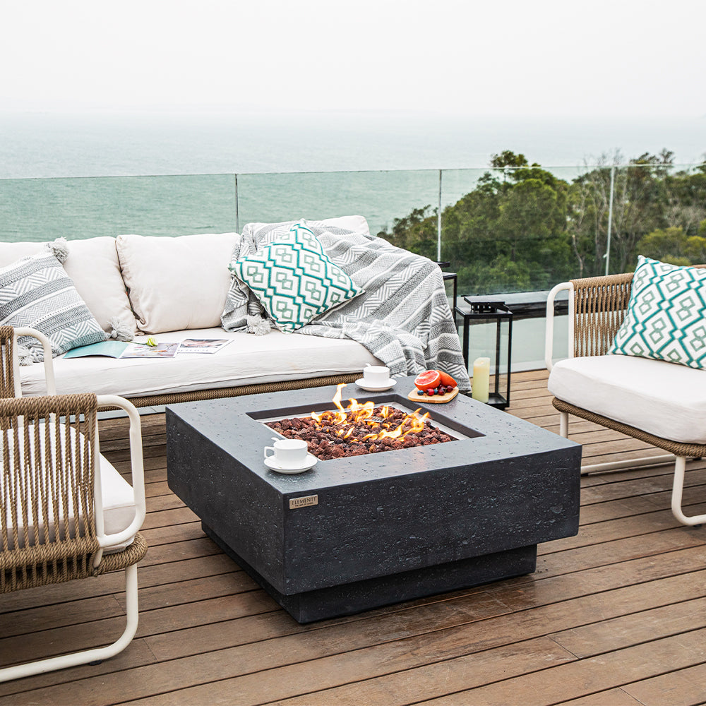 Outdoor Dark Grey Manhattan Fire Pit Table | Natural Gas Fire Pit ...