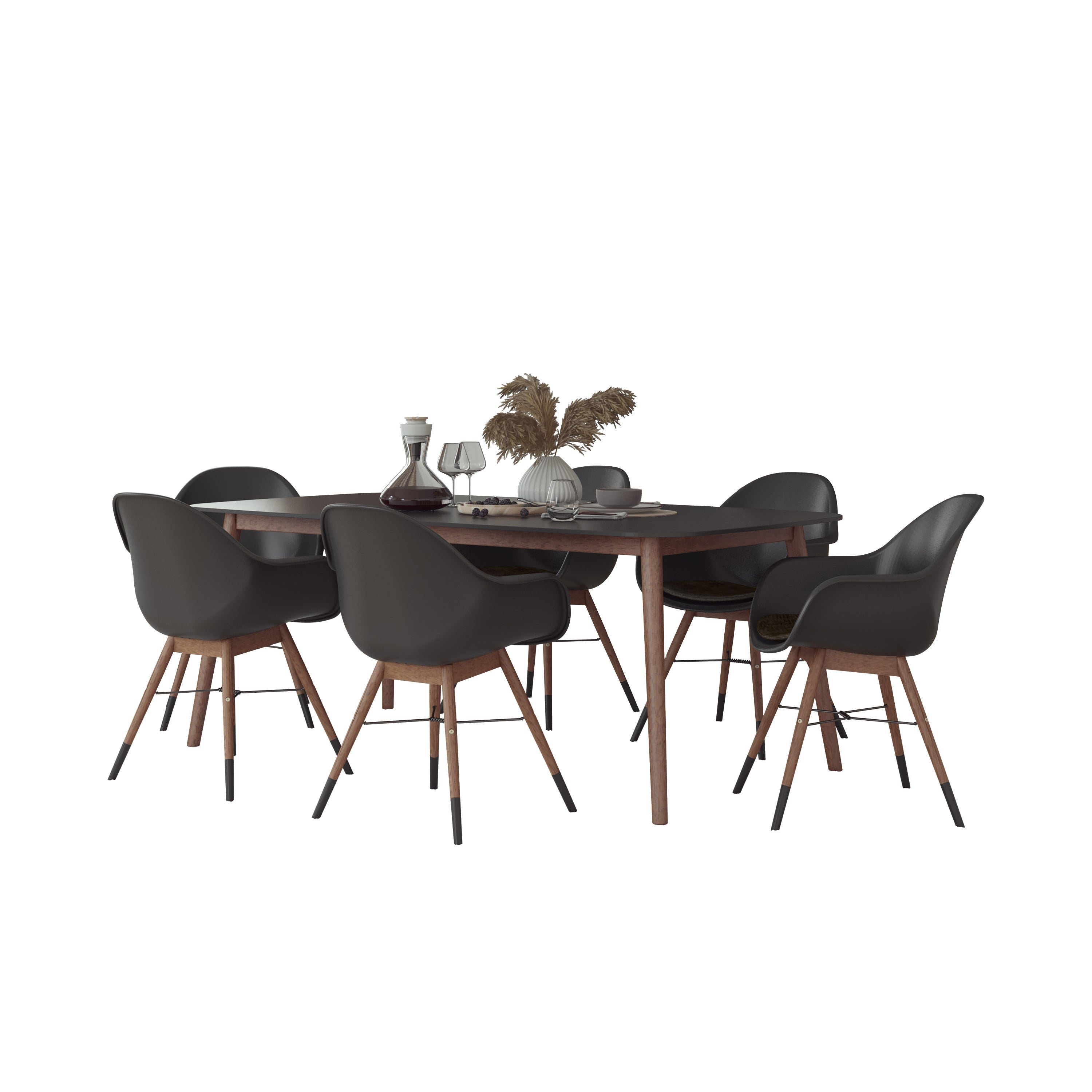 Midtown Concept 7 Piece Indoor Kitchen Dining Set - Black Table ...