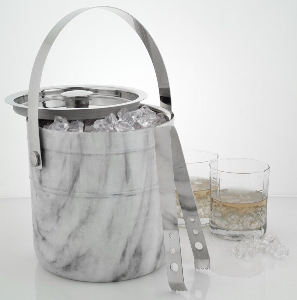 Shiny Straight White Marble Ice Bucket | Beautiful Ice Bucket – EnvelorHome