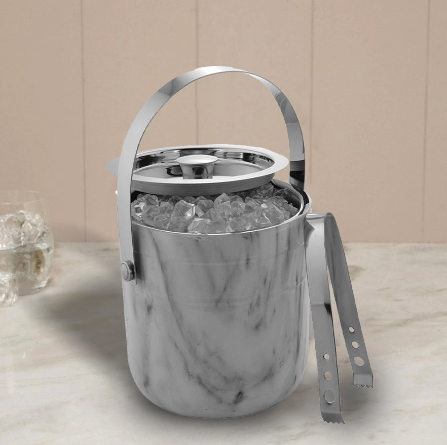 Shiny Straight White Marble Ice Bucket | Beautiful Ice Bucket – EnvelorHome
